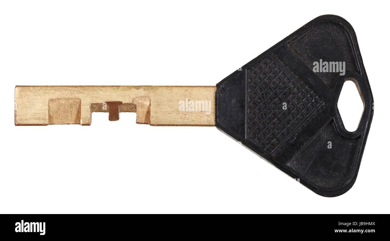 brass door key for disc tumbler lock isolated on white background Stock ...