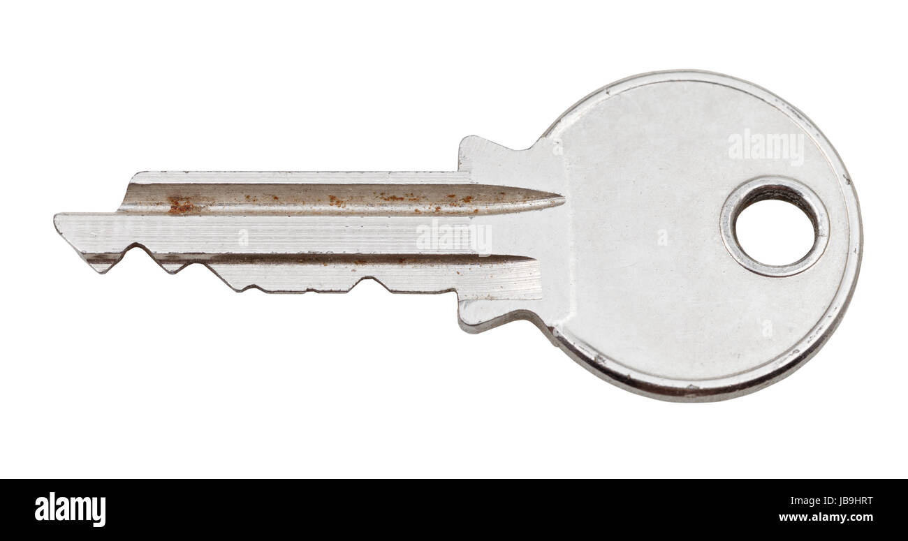 steel door key isolated on white background Stock Photo - Alamy