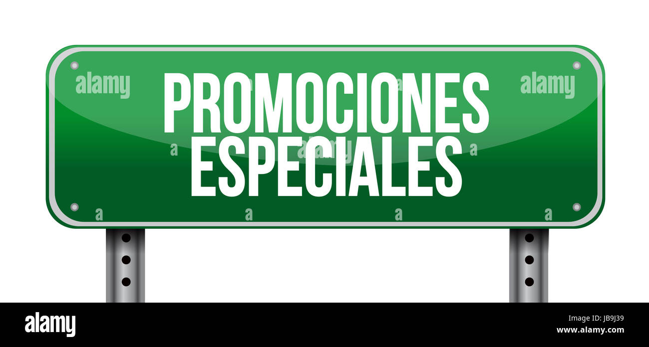 special promotions in Spanish road sign concept illustration design ...
