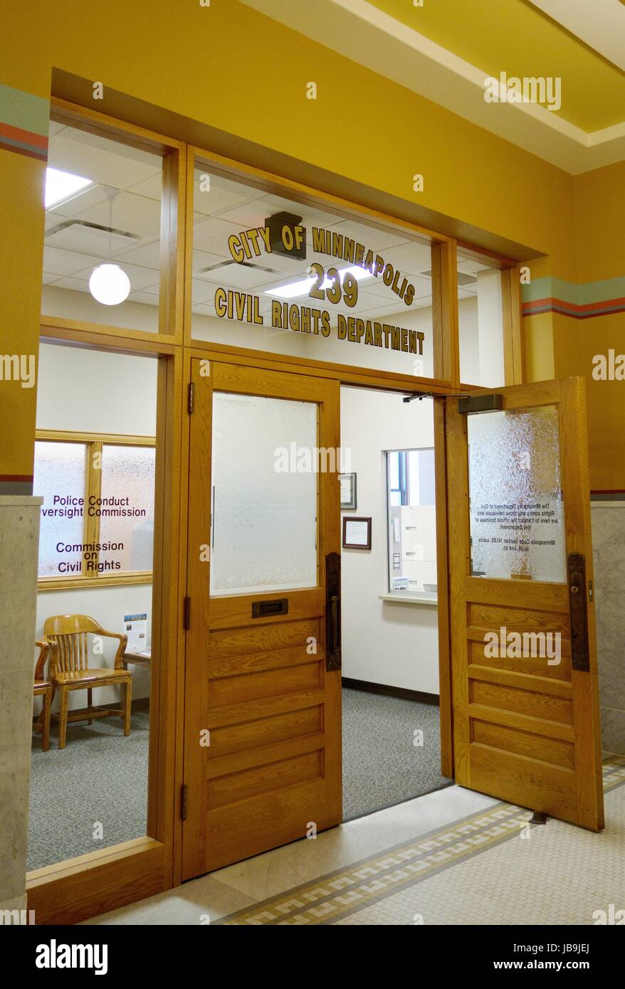 The city of Minneapolis Civil Rights department entrance Stock Photo ...