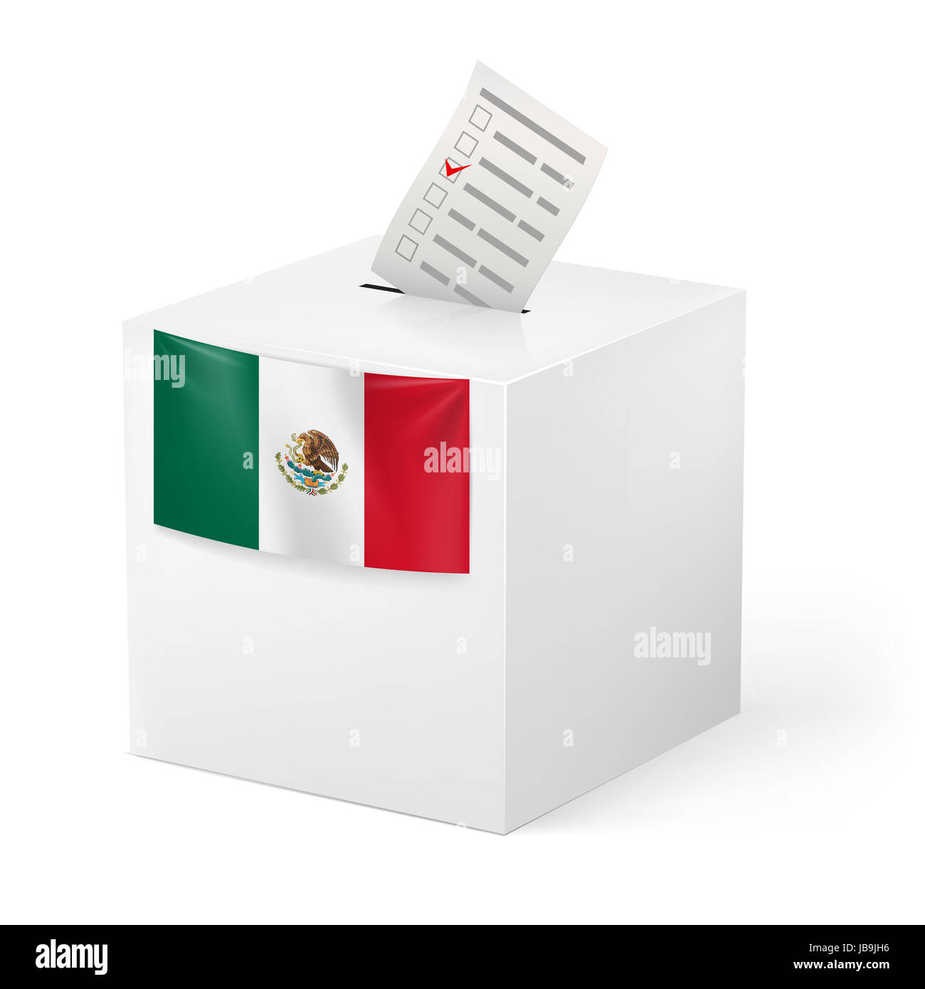 Election in Mexico: ballot box with voicing paper isolated on white ...