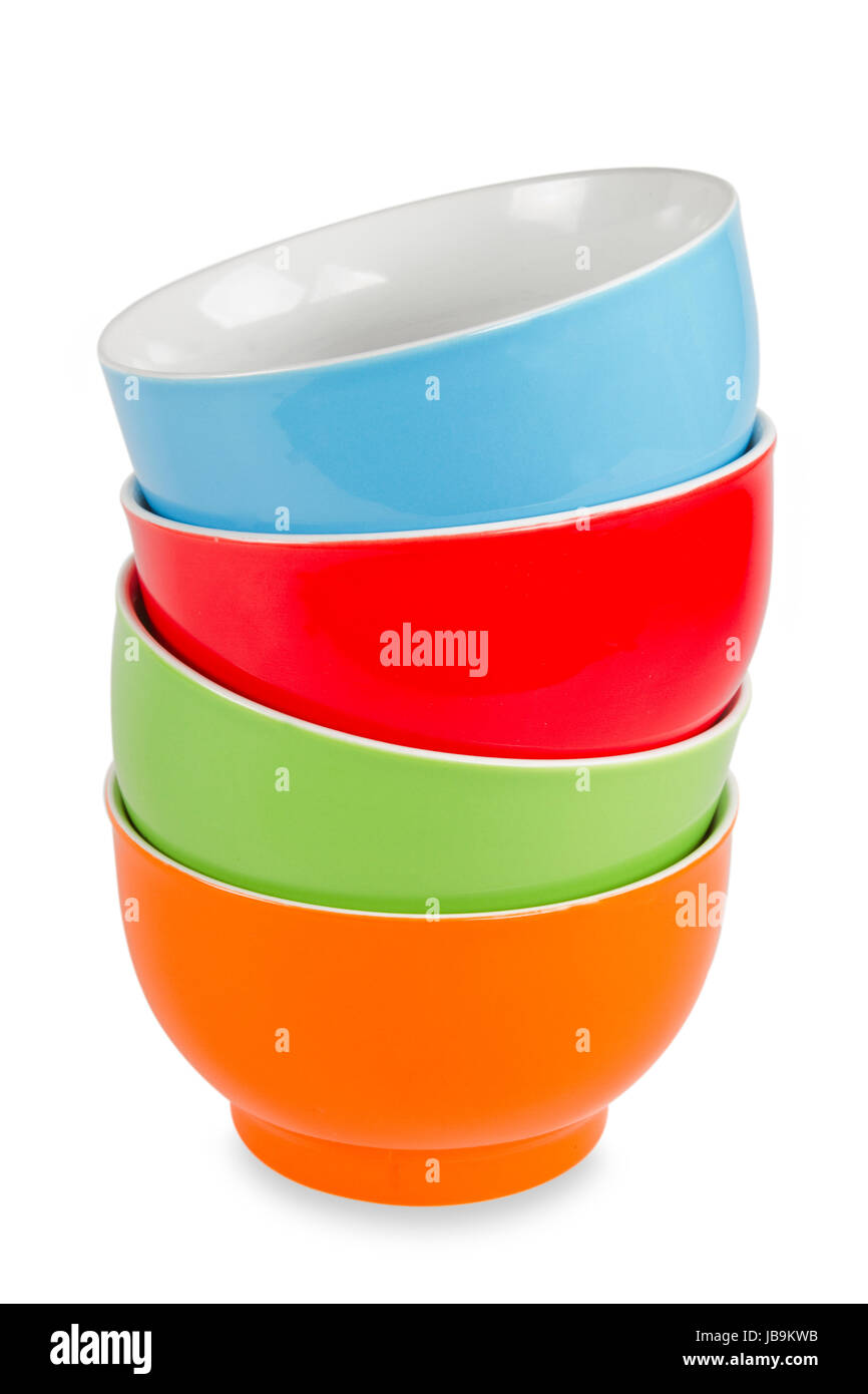 Colorful bowls isolated on white background Stock Photo - Alamy