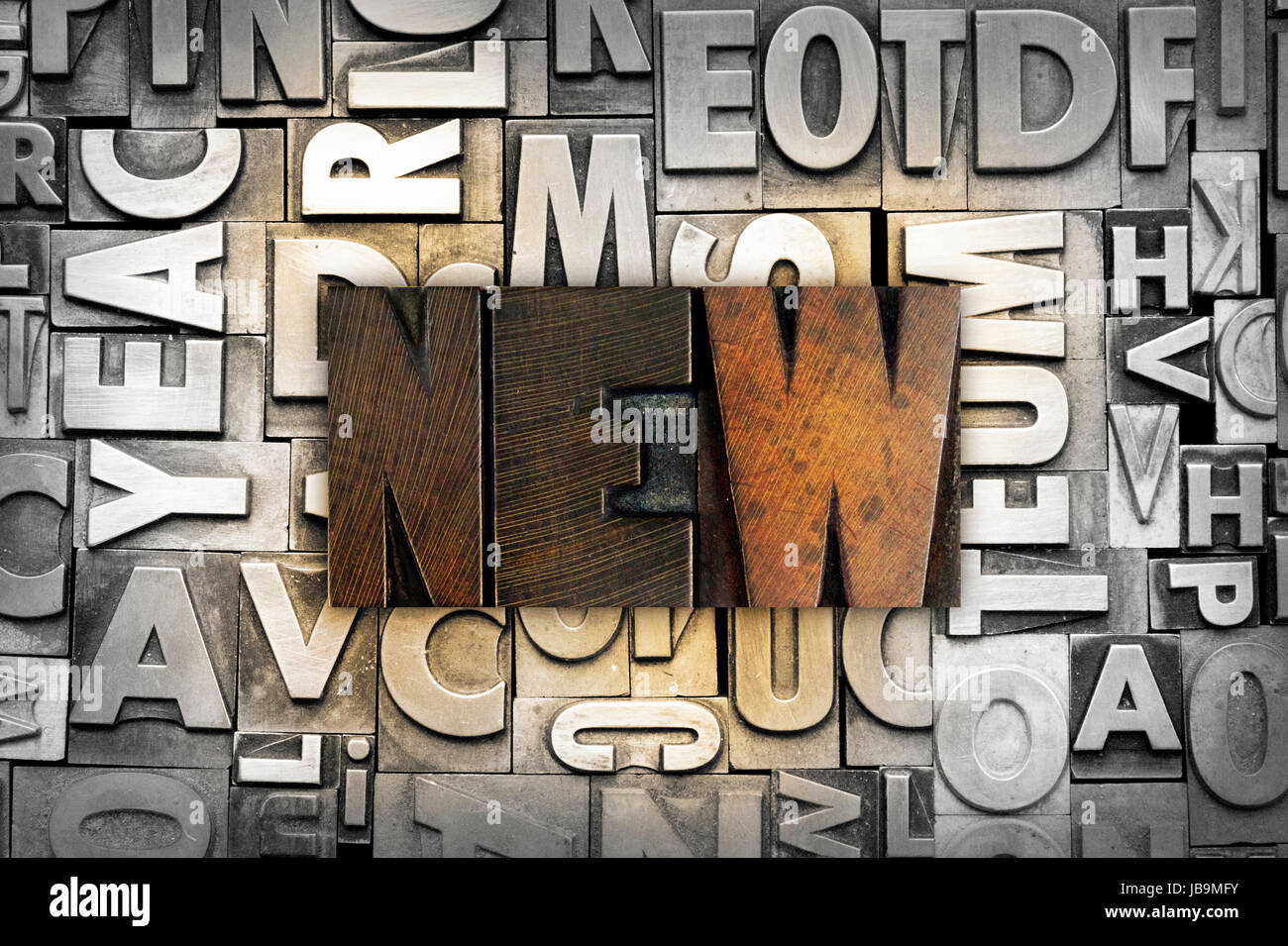 The word NEW written in vintage letterpress type Stock Photo - Alamy