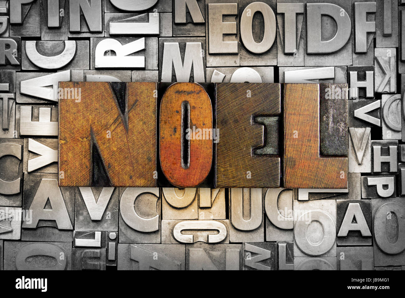 The word NOEL written in vintage letterpress type Stock Photo - Alamy