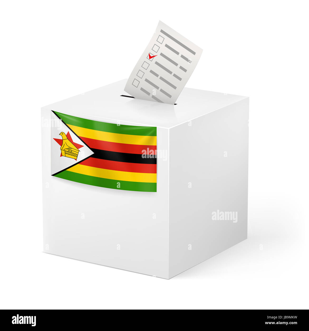 Election in Zimbabwe: ballot box with voting paper isolated on white ...