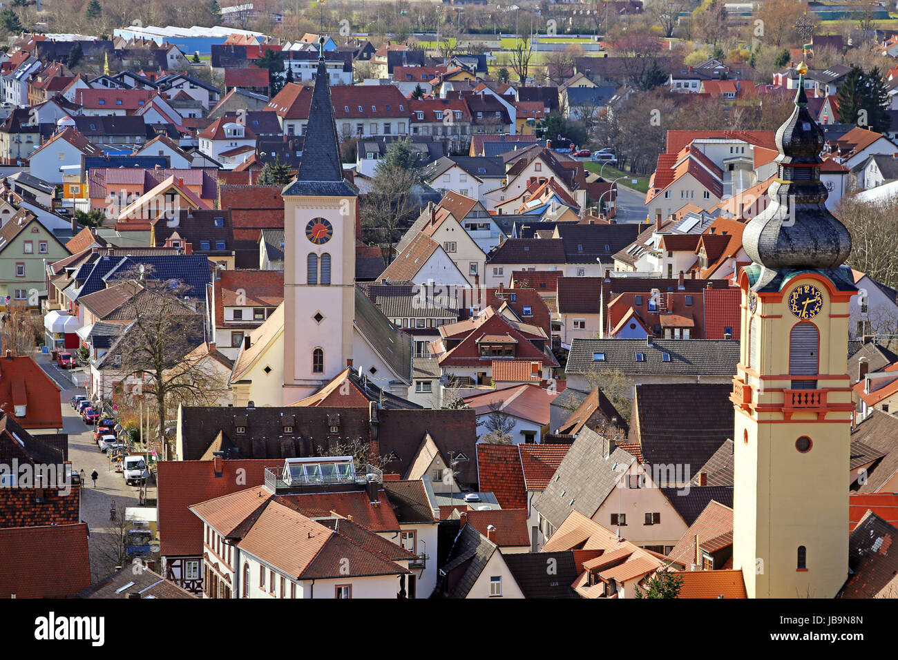 parish church and evangelical church city schriesheim Stock Photo - Alamy
