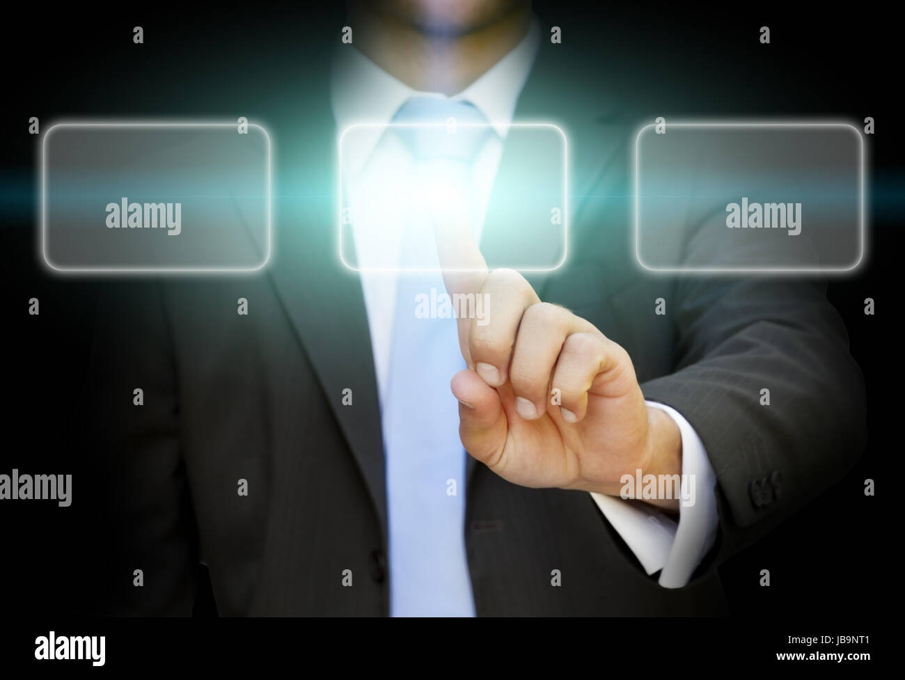 Businessman using digital interface with his fingers Stock Photo - Alamy