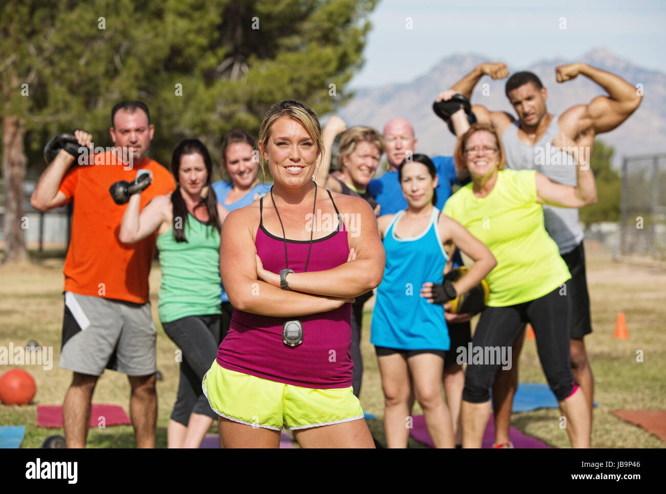 Diverse fit group male trainer hi-res stock photography and images - Alamy