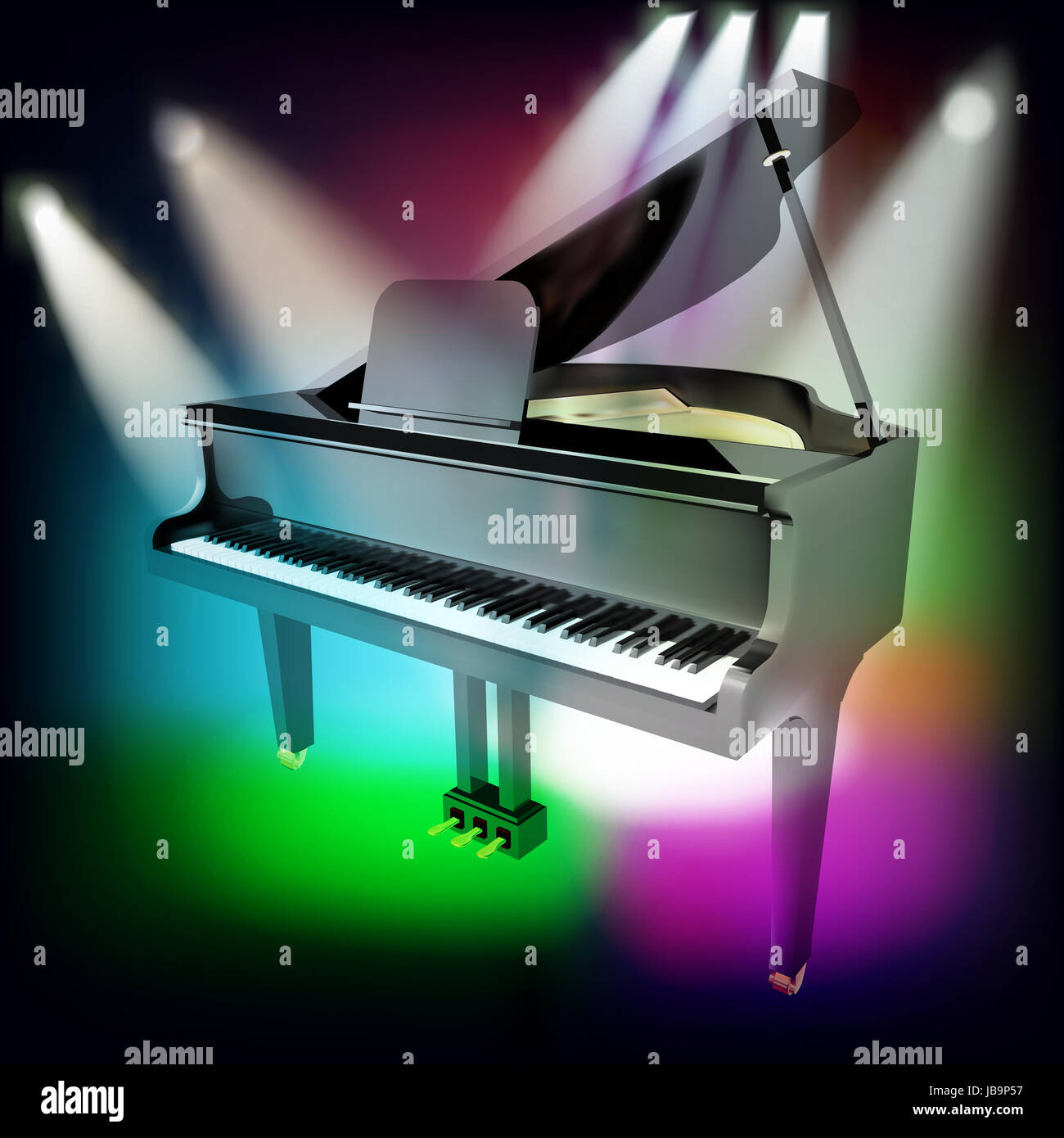 abstract music background with grand piano and spotlights on stage ...