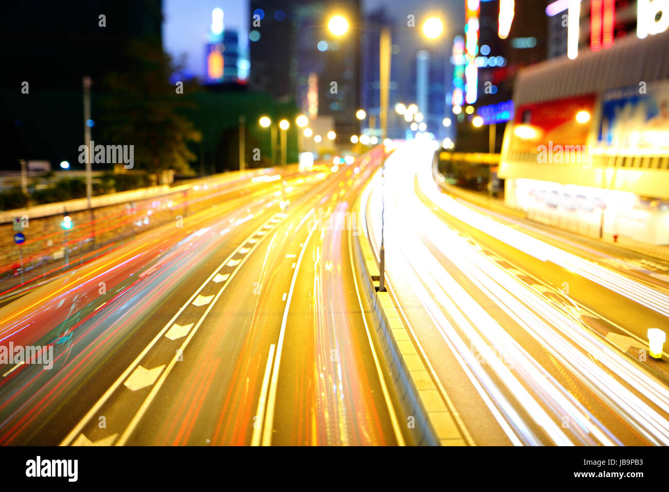 Highway in city at night Stock Photo - Alamy