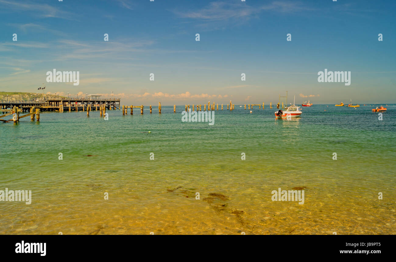 The Old Weathered Pier Posts Stock Photo - Alamy