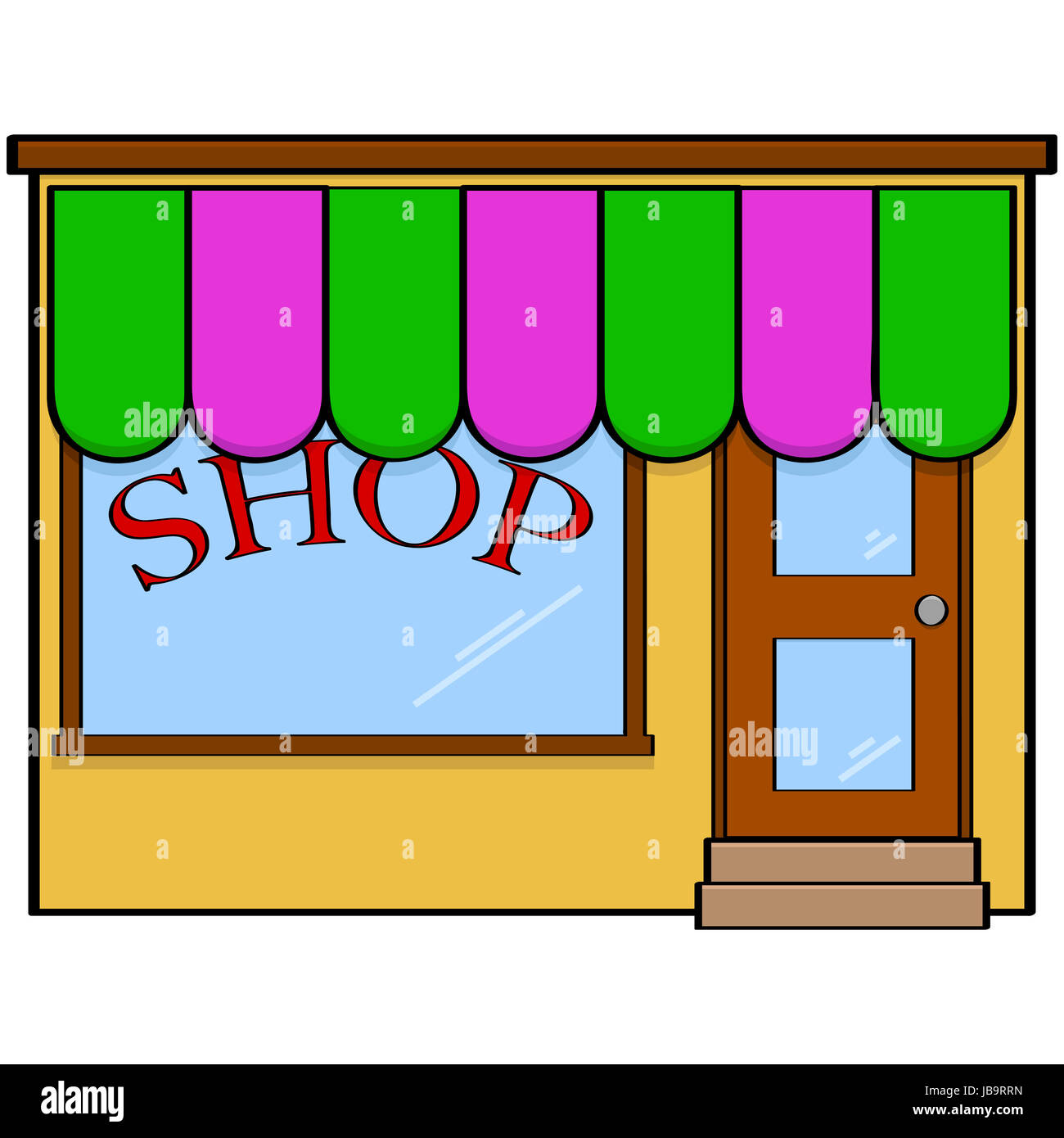 Cartoon illustration showing a simple, classic looking storefront Stock ...