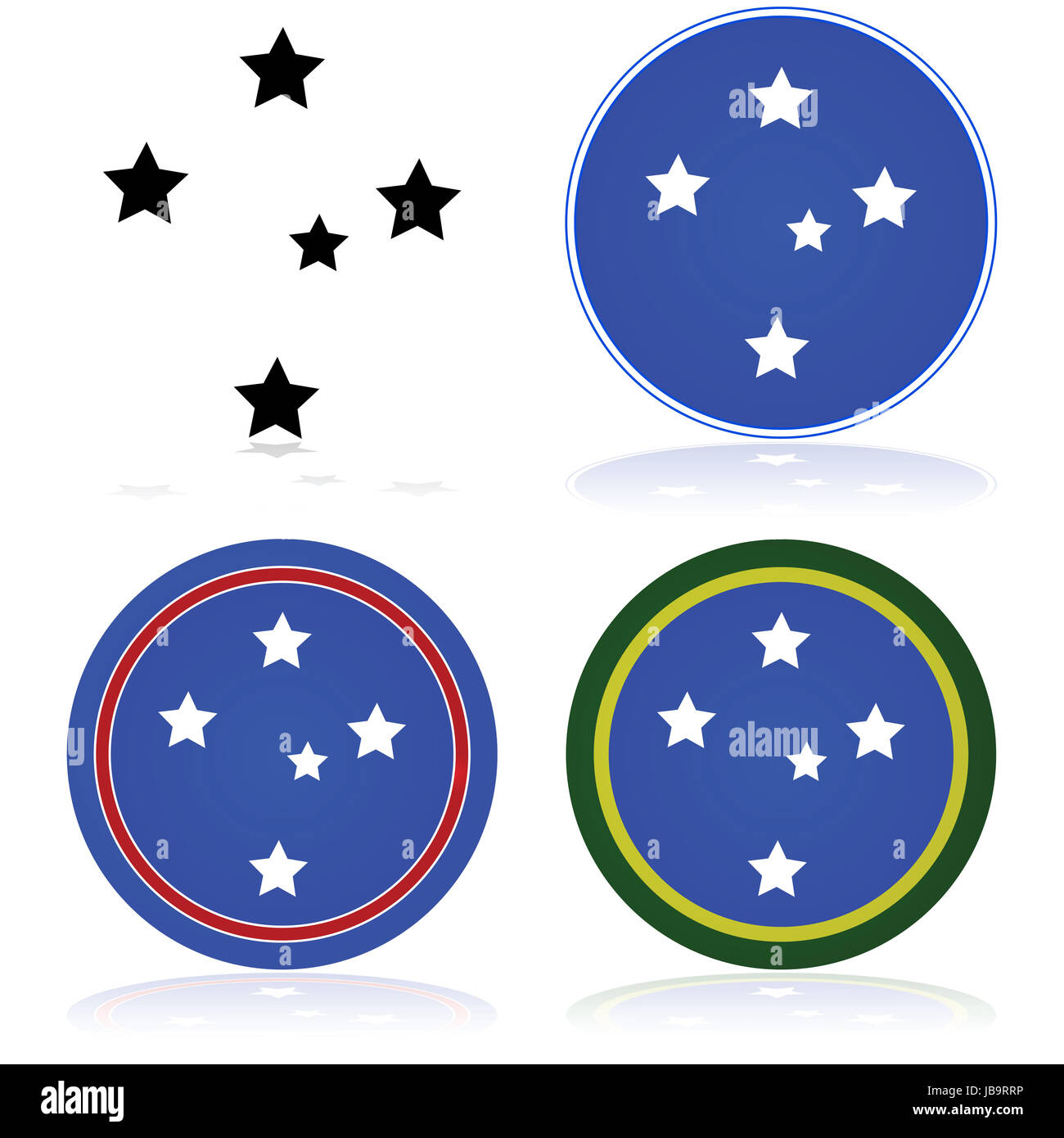 Icon set showing a stylized version of the Southern Cross constellation ...