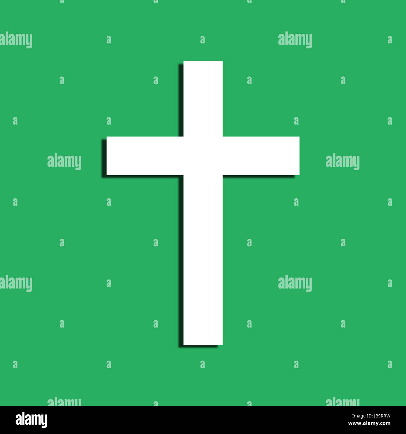 Cross symboll on a green background. Flat design elemen Stock Photo - Alamy