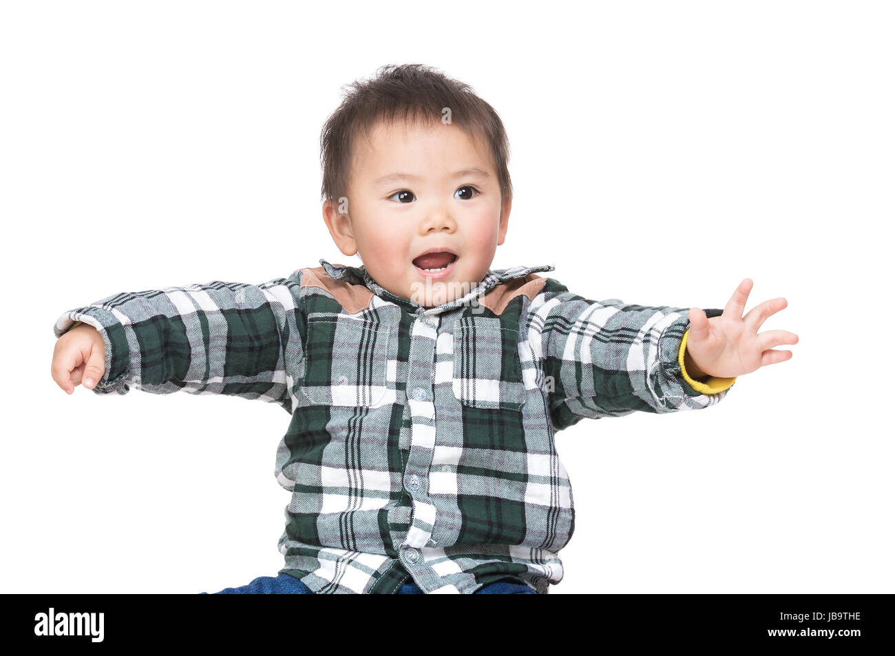 Asian baby boy hand up Stock Photo - Alamy