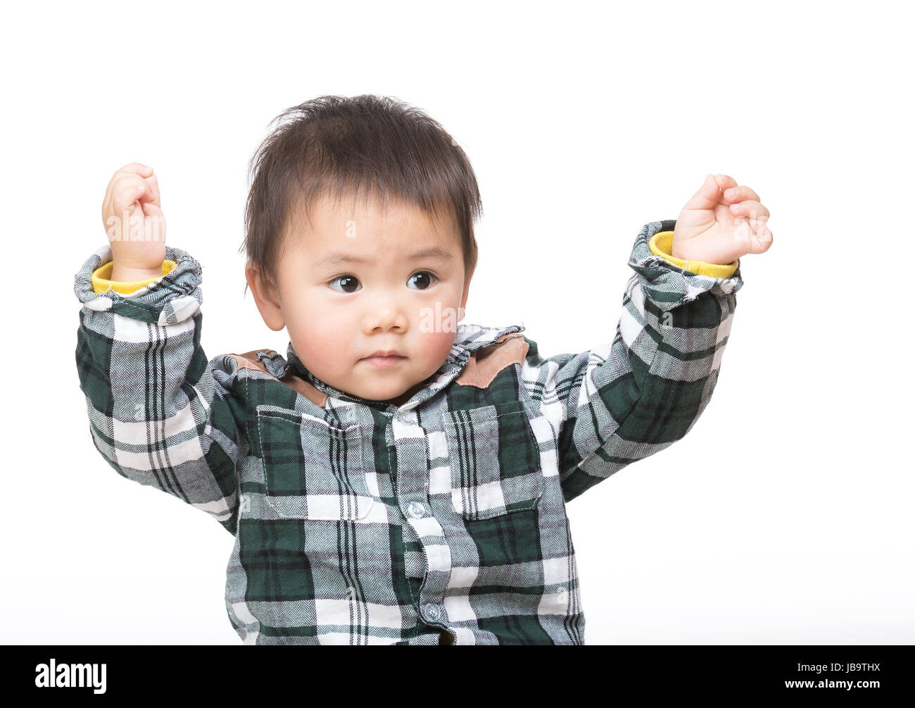 Asian baby boy raise up hand Stock Photo - Alamy