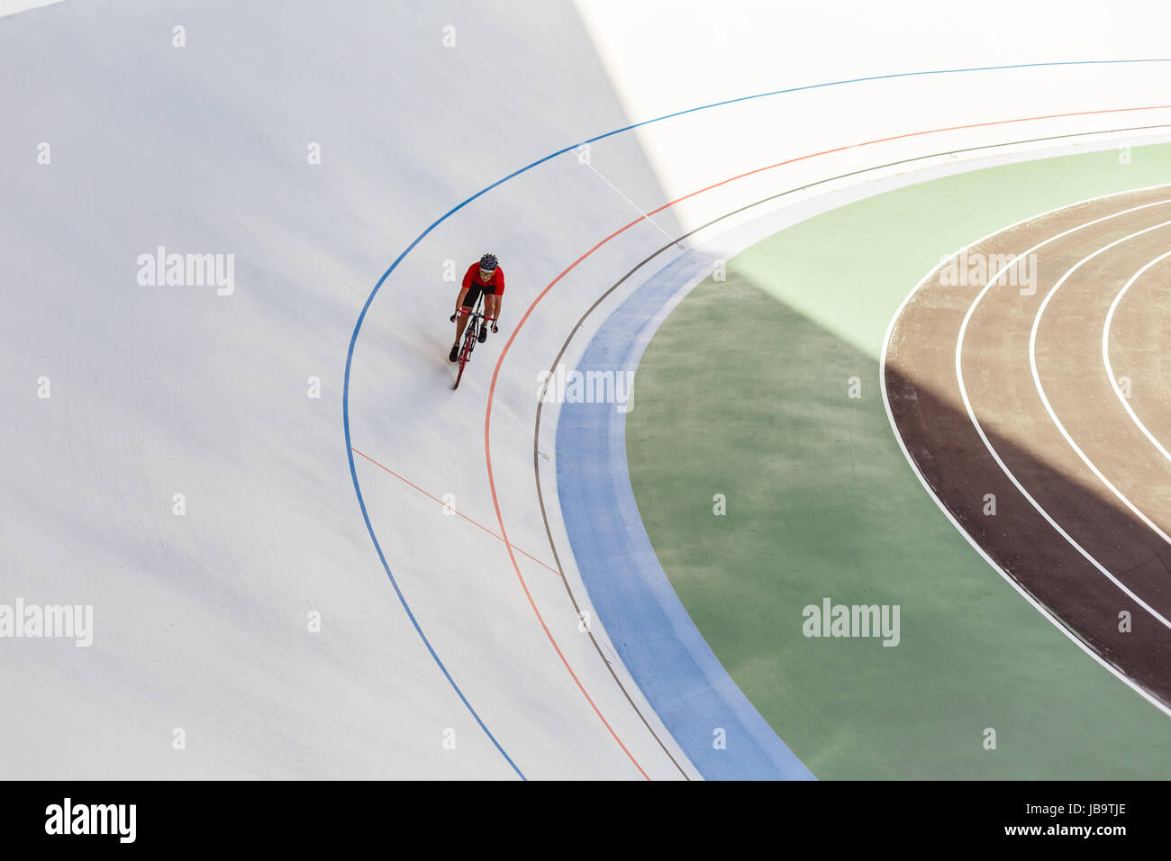 Bicyclist on cycle track outdoor Stock Photo - Alamy