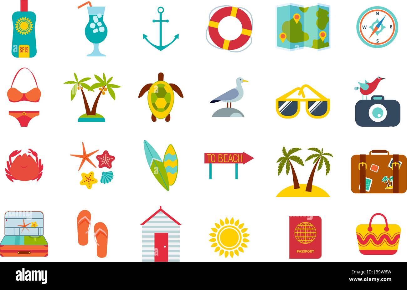 Set of summer icons Stock Vector Image & Art - Alamy