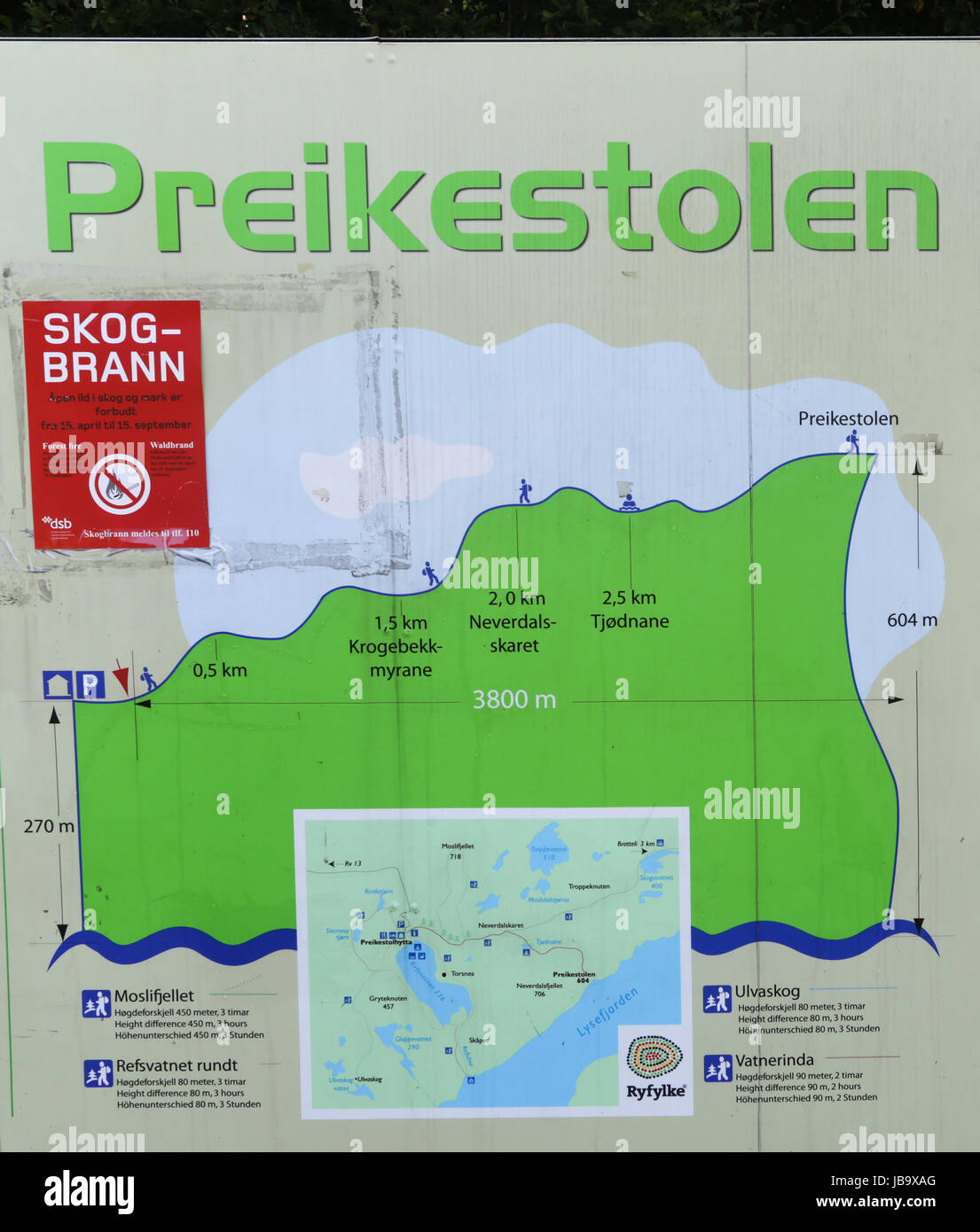 The Preikestolen Cliff in fjord Lysefjord, 604 meter above sea level ...