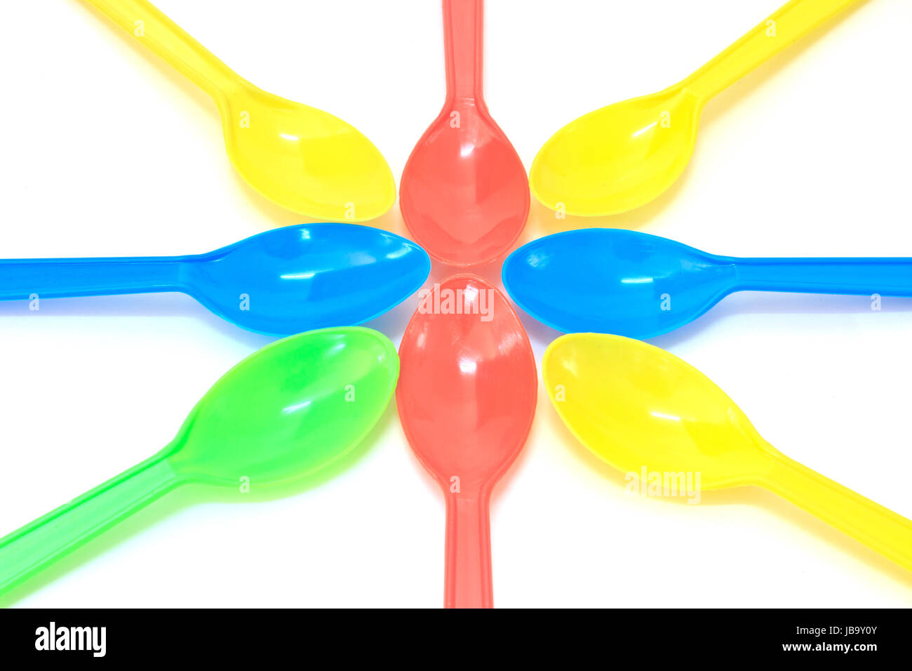 Colorful Spoon plastic isolated on white background Stock Photo - Alamy