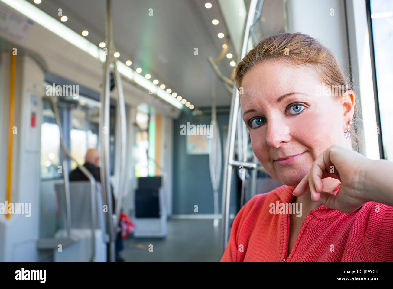 Young native dutch woman in the metro in Amsterdam Netherlands Stock ...
