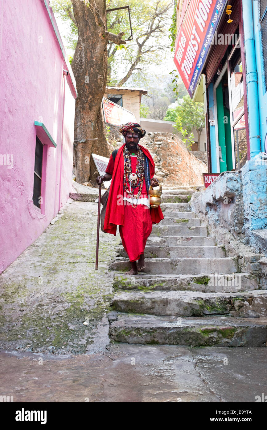 Sadhu hindu holy man walking hi-res stock photography and images - Alamy