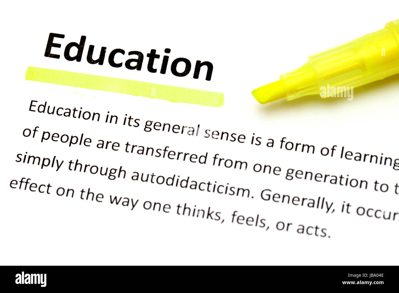 Definition of education Stock Photo - Alamy