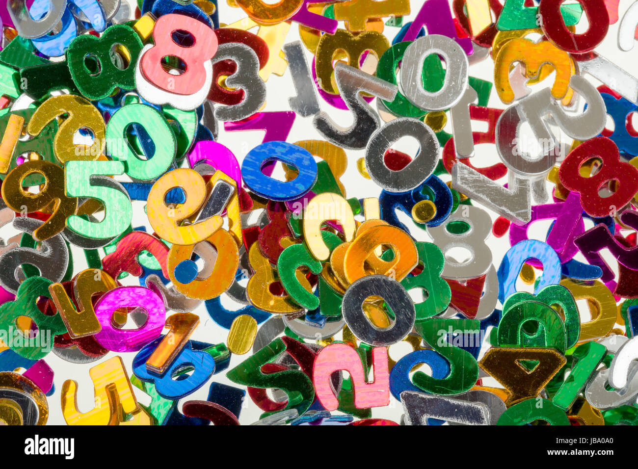 close up of small color numbers confetti background or backdrop Stock ...