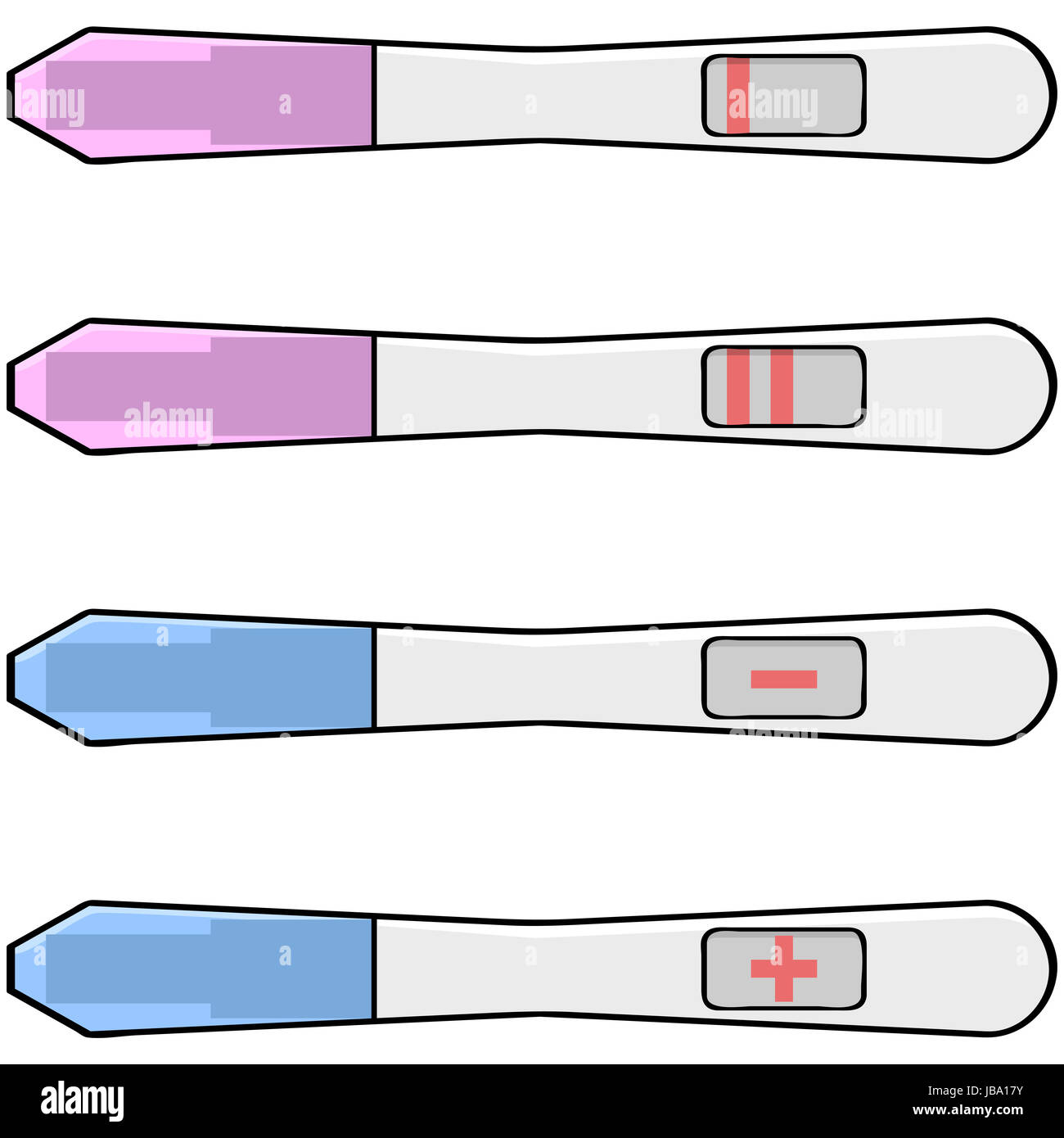 Cartoon Illustration Showing Two Types Of Pregnancy Tests With Positive