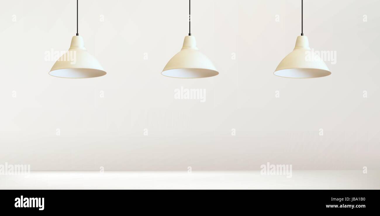 Simple Three Lamp with White Wall, Vector, Illustration Stock Vector ...