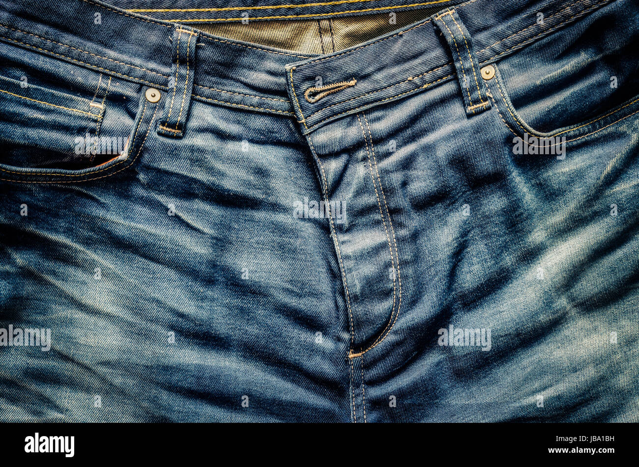 Detail of nice blue jeans in old looking vintage style Stock Photo - Alamy