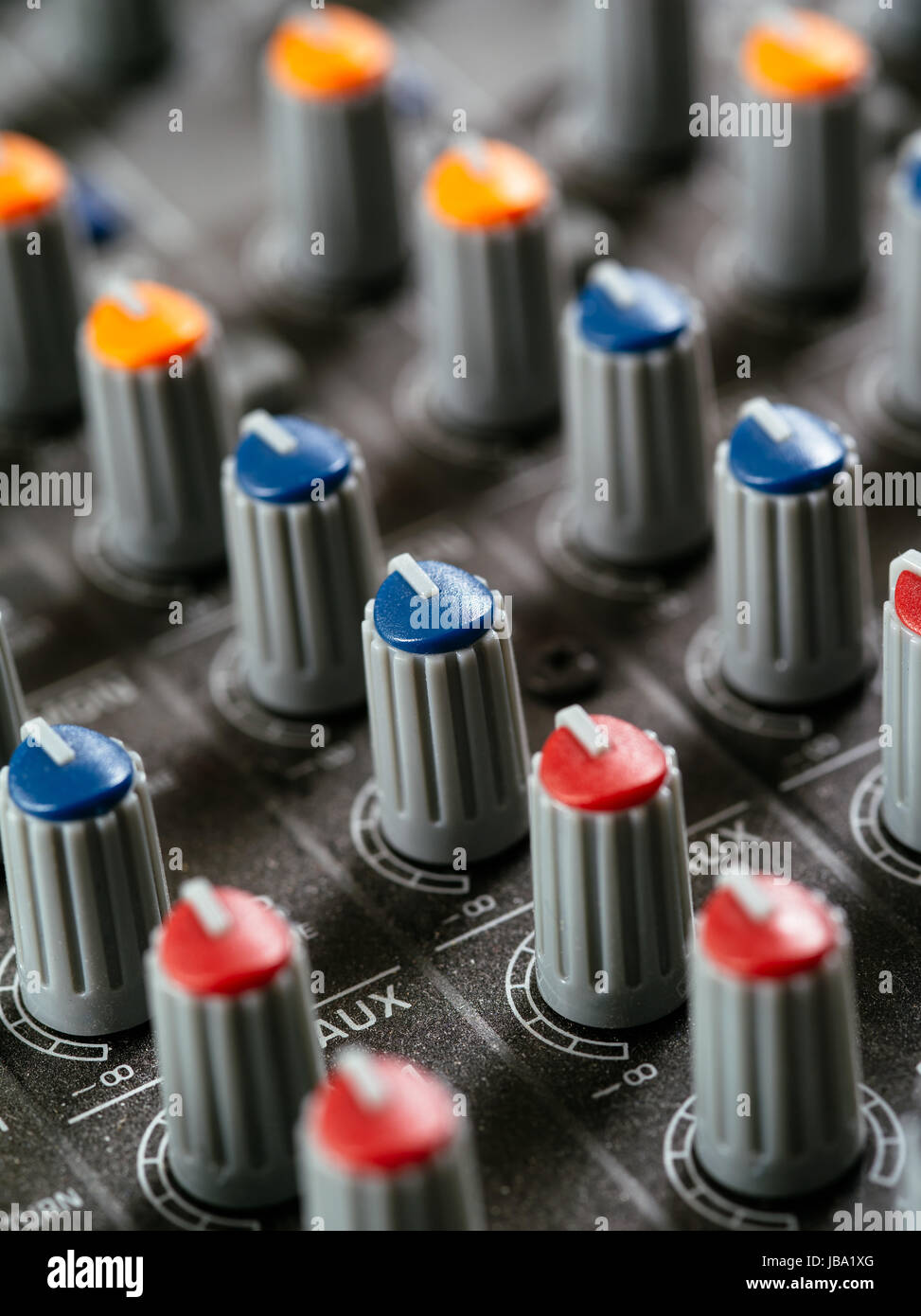 Macro photo of the knobs of a recording studio soundboard Stock Photo ...