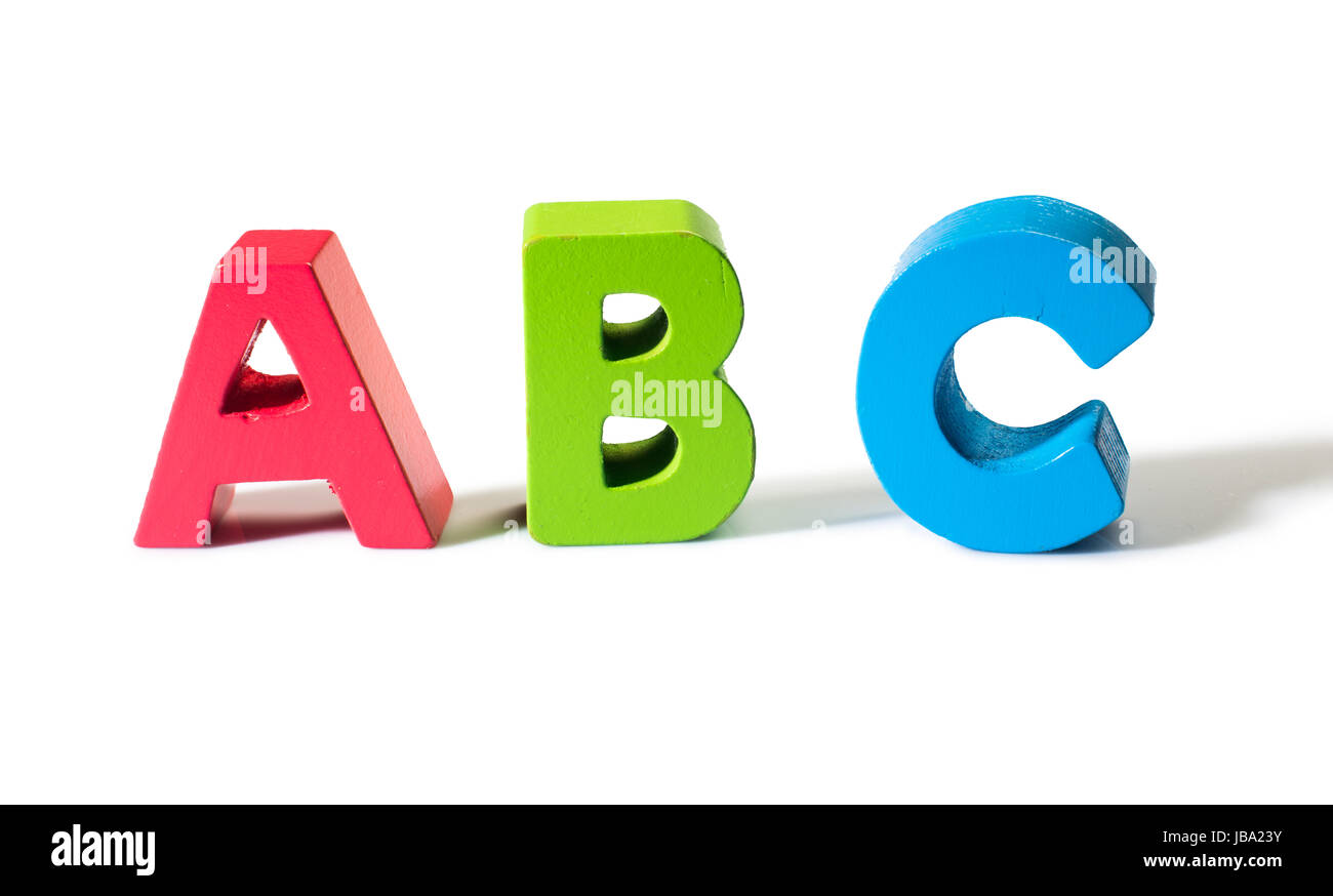 Multicolored letters A B C made of wood Stock Photo - Alamy