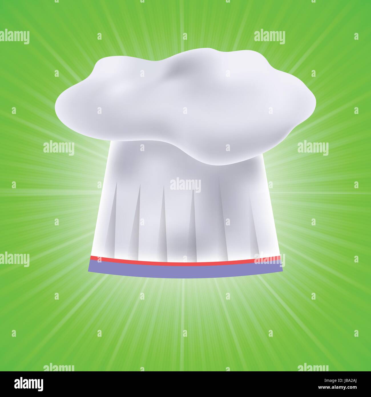 colorful illustration with chef hat on green background for your design ...