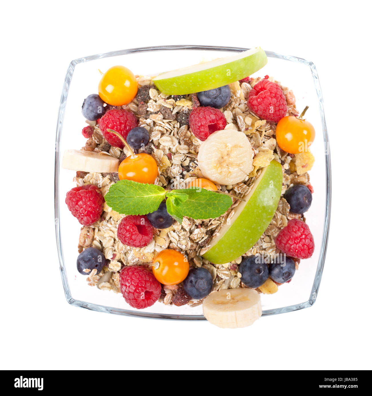 muesli with fruit from above Stock Photo - Alamy