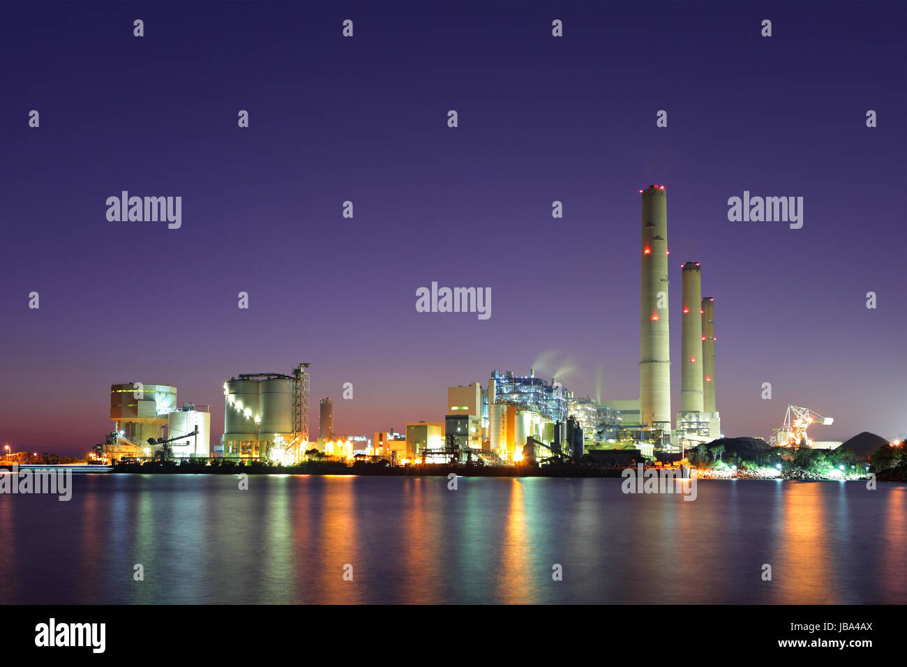 Industrial plant at night Stock Photo - Alamy