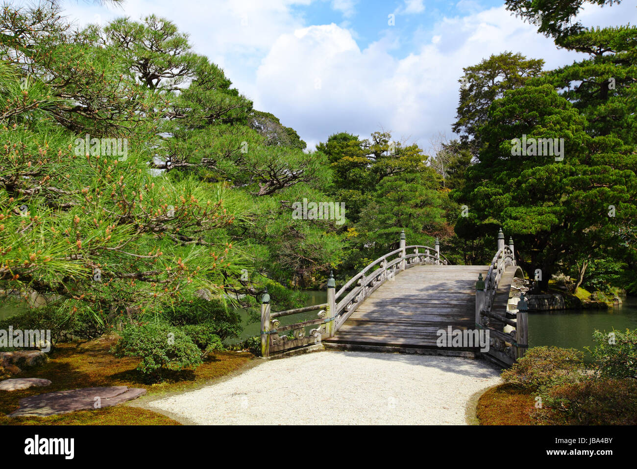 Japanese style park with clear blue sky Stock Photo - Alamy