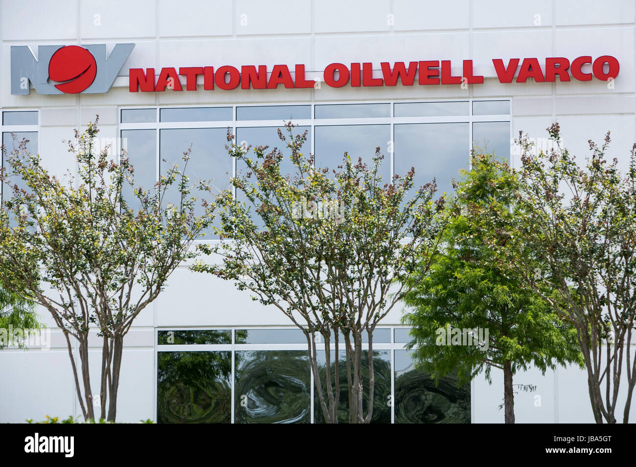 A logo sign outside of a facility occupied by National Oilwell Varco in ...