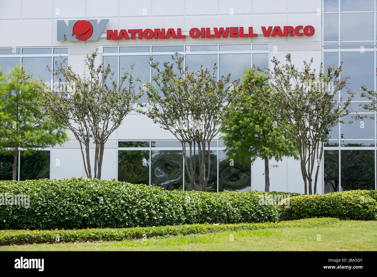 A logo sign outside of a facility occupied by National Oilwell Varco in ...