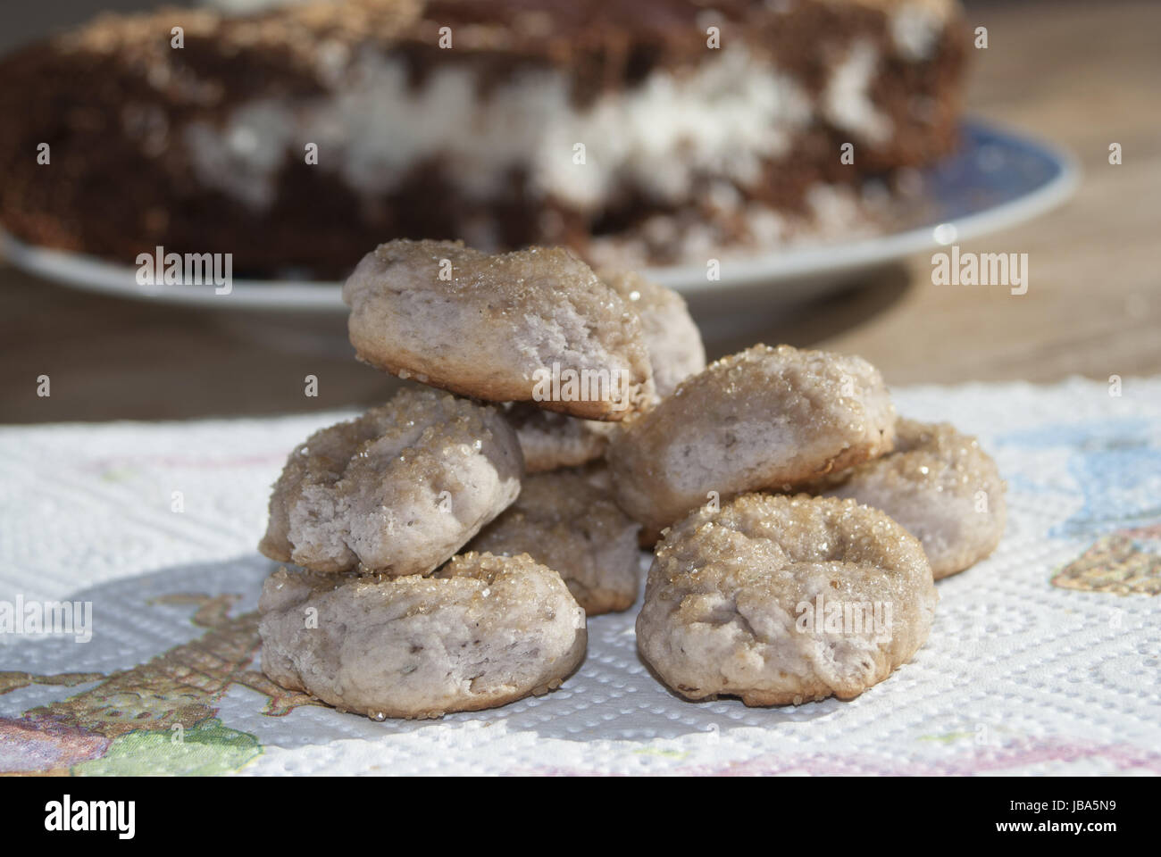 Italian dessert: typical Italian biscuits and chocolate cake Stock ...