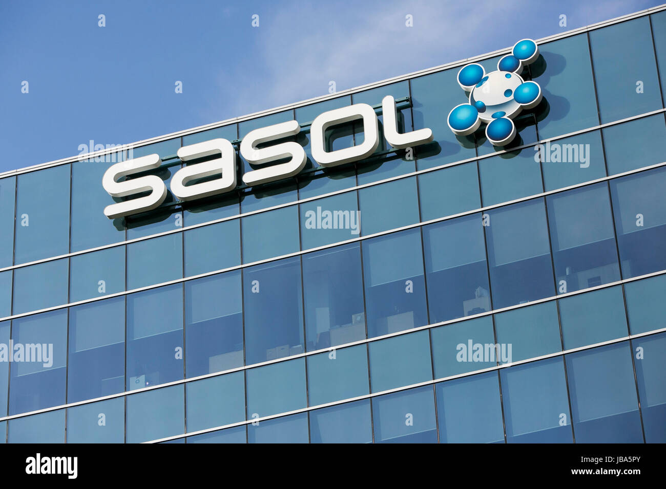 A logo sign outside of a facility occupied by Sasol Limited in Houston ...