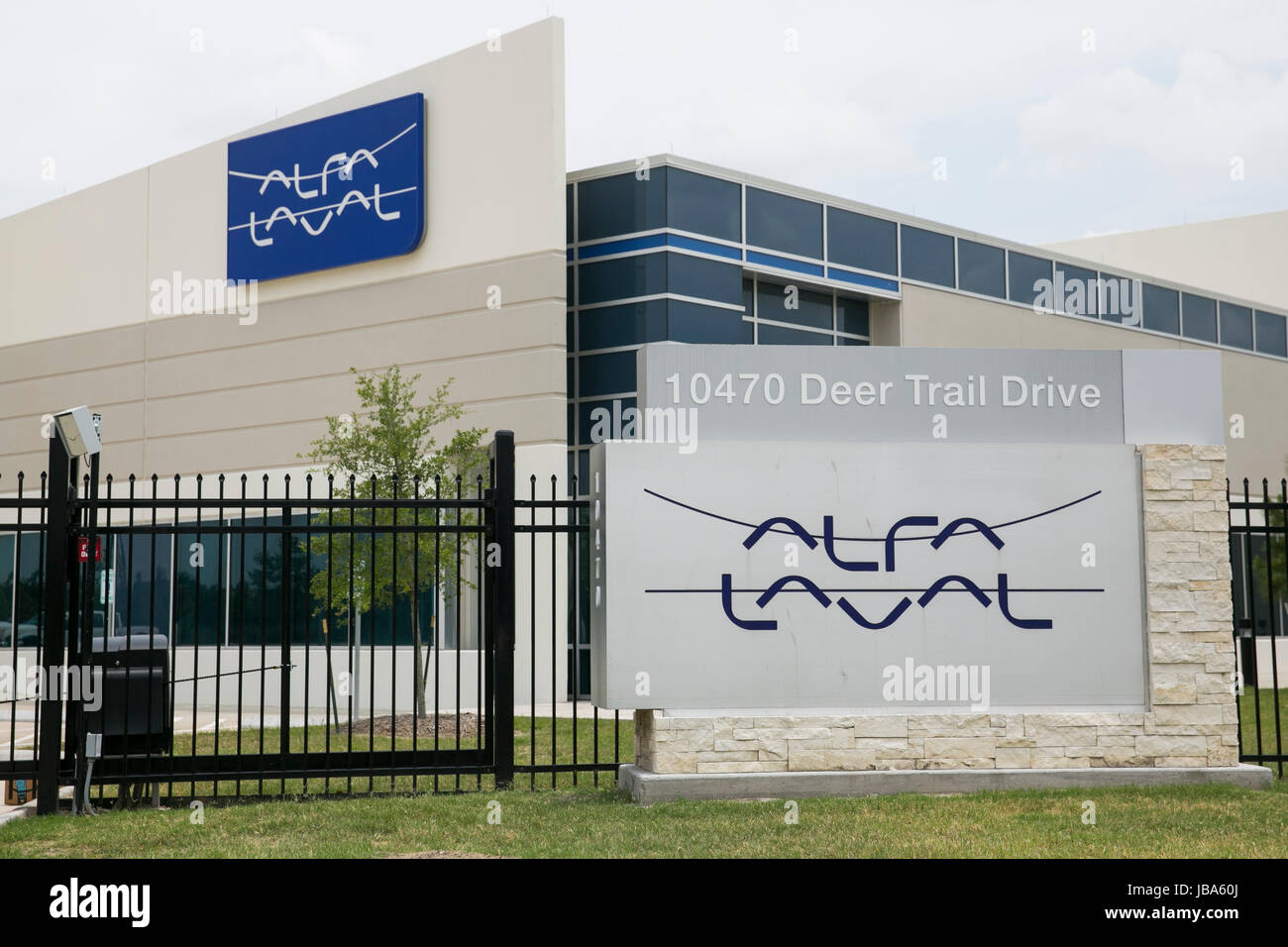 A logo sign outside of a facility occupied by Alfa Laval AB in Houston ...