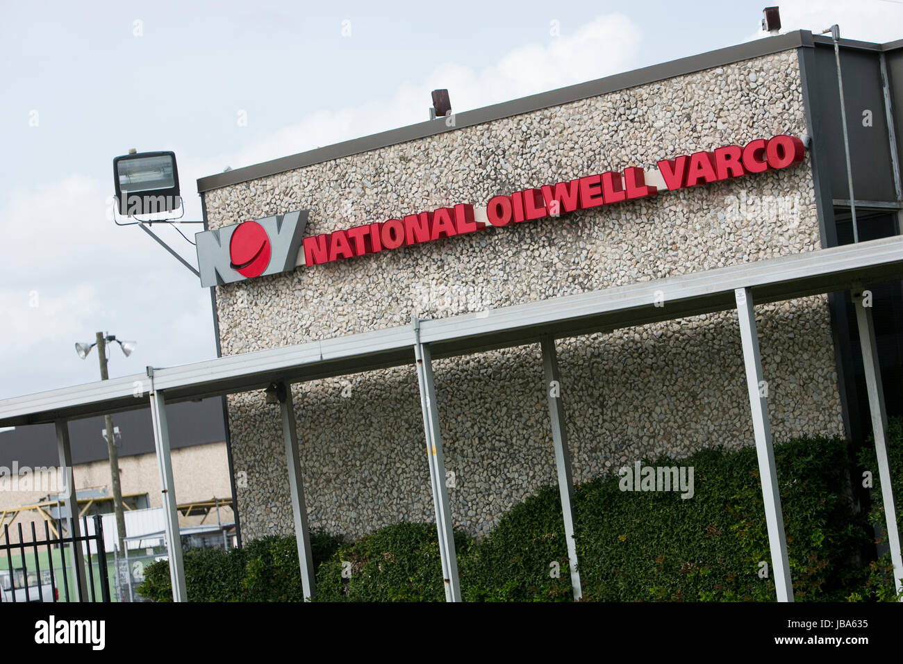 A logo sign outside of a facility occupied by National Oilwell Varco in ...