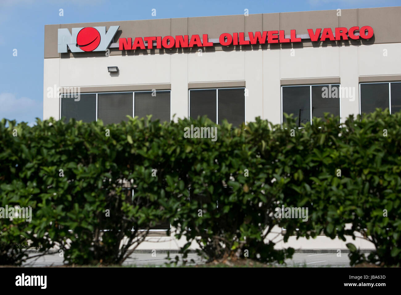 A logo sign outside of a facility occupied by National Oilwell Varco in ...