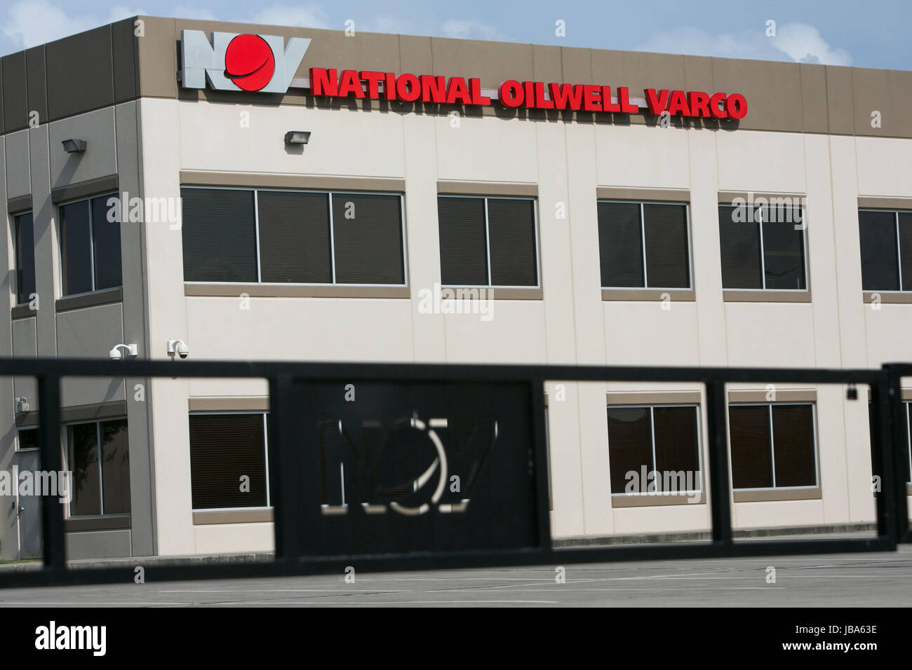 A logo sign outside of a facility occupied by National Oilwell Varco in ...