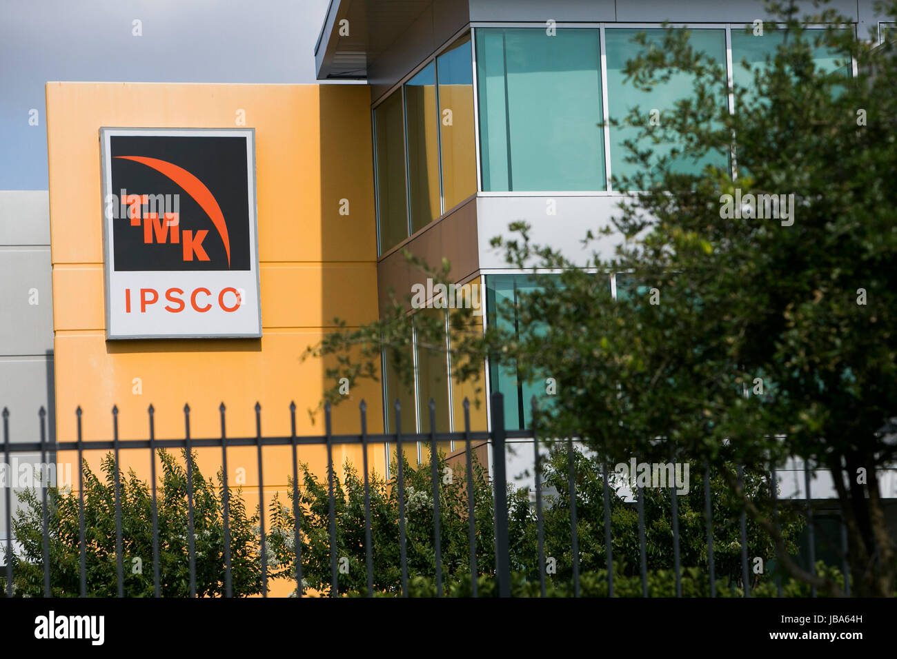 A logo sign outside of a facility occupied by TMK IPSCO in Houston ...