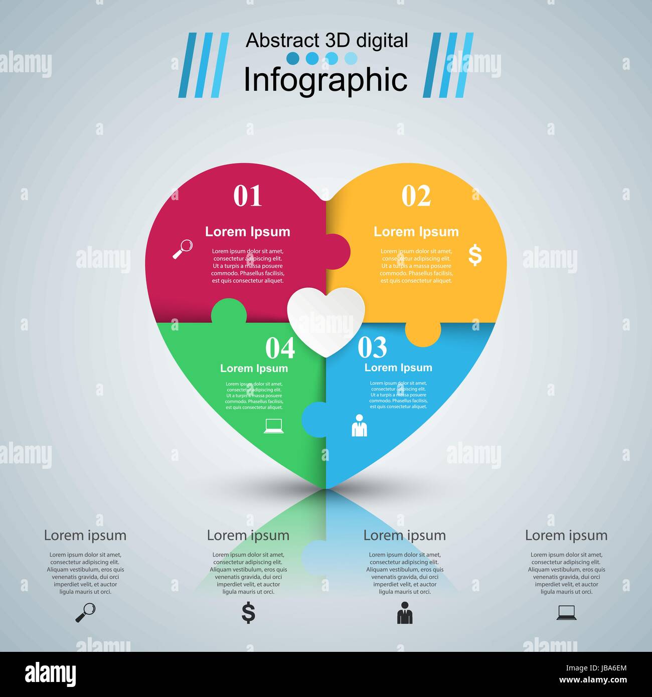 Abstract 3D digital illustration Infographic. Heart icon Stock Vector ...