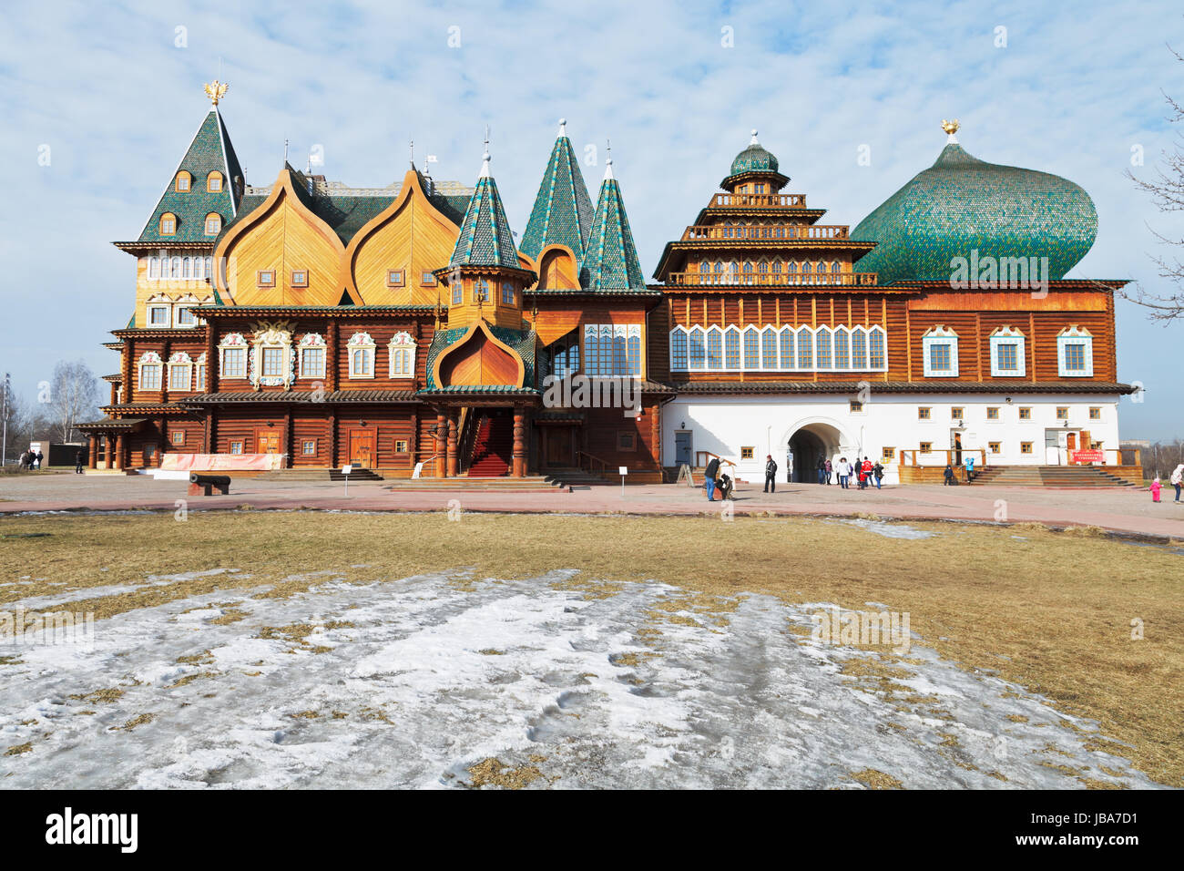 front view of Great Wooden Palace of russian Tsar Aleksey Mikhailovich Romanov in Kolomenskoe ...
