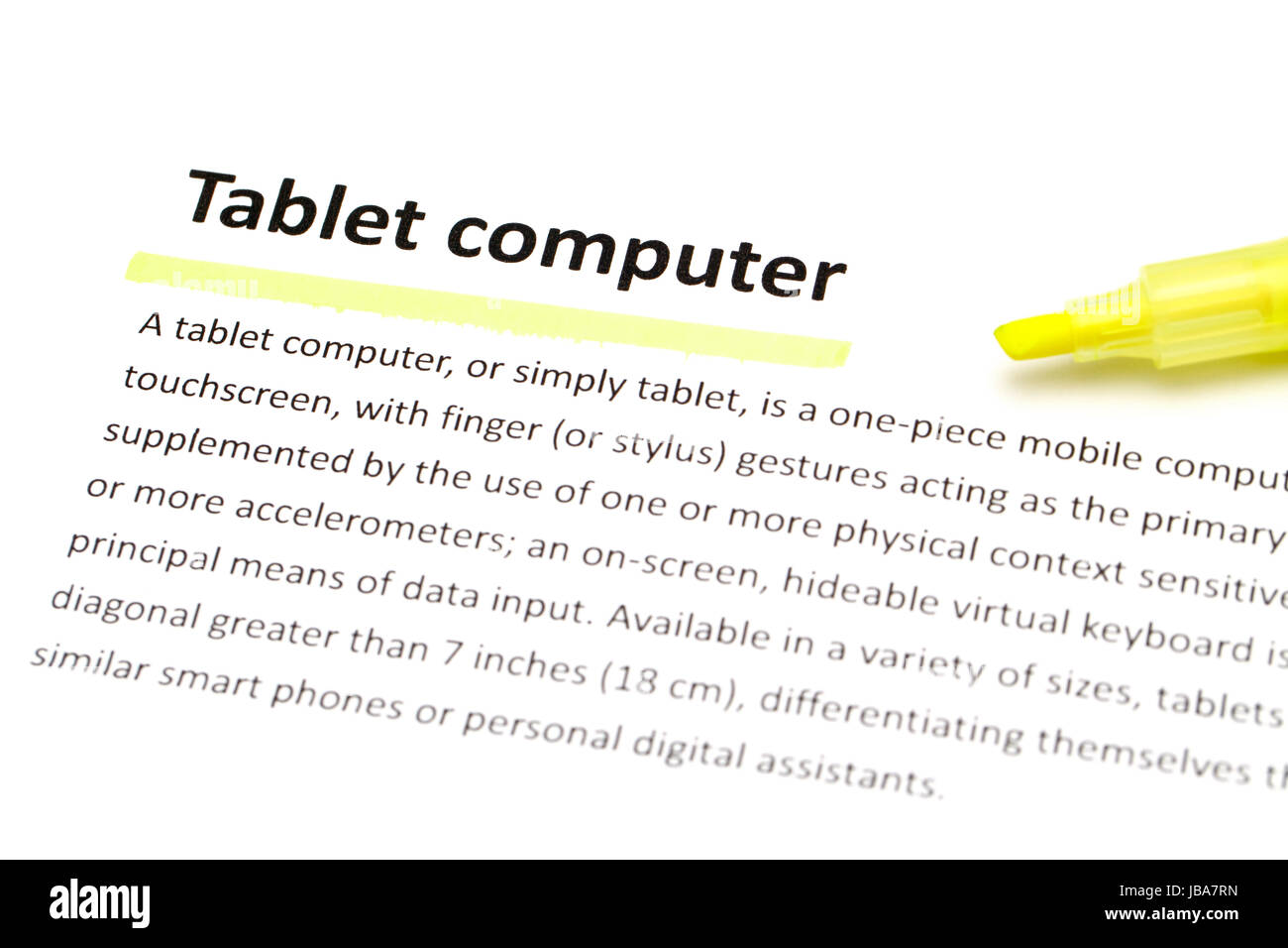 Definition of tablet computer Stock Photo - Alamy