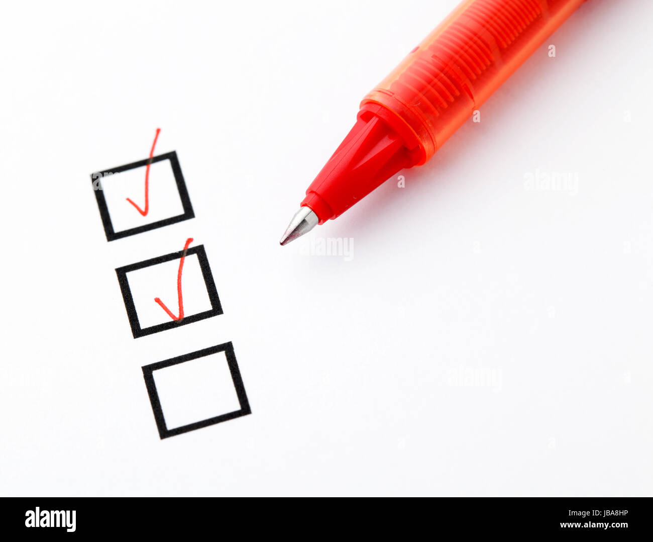 Checkbox and pen Stock Photo - Alamy